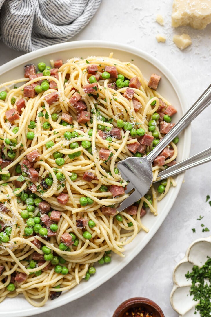 20-Minute Ham & Peas Pasta - Real Food Whole Life