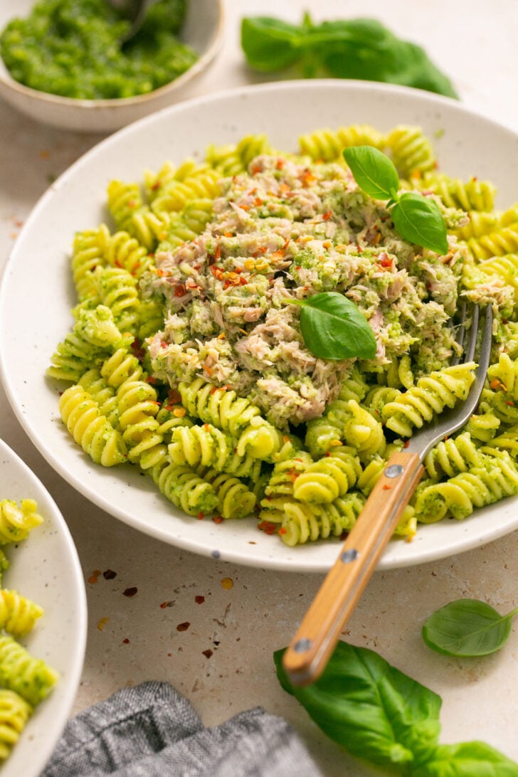 Tuna Pesto Pasta (with Canned Tuna) - Real Food Whole Life