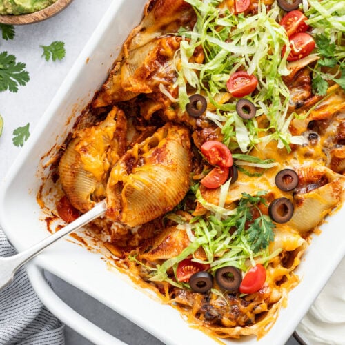 Taco Stuffed Shells (With Enchilada Sauce) - Real Food Whole Life