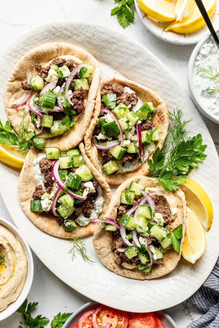 Ground Beef Pitas with Cucumber Salad (15-Minute) - Real Food Whole Life
