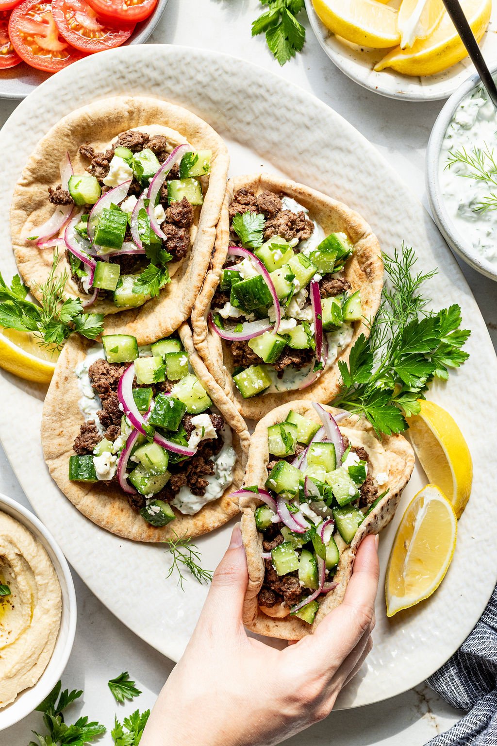 Ground Beef Pitas w/ Cucumber Salad (20-Min Dinner!) - Real Food Whole Life