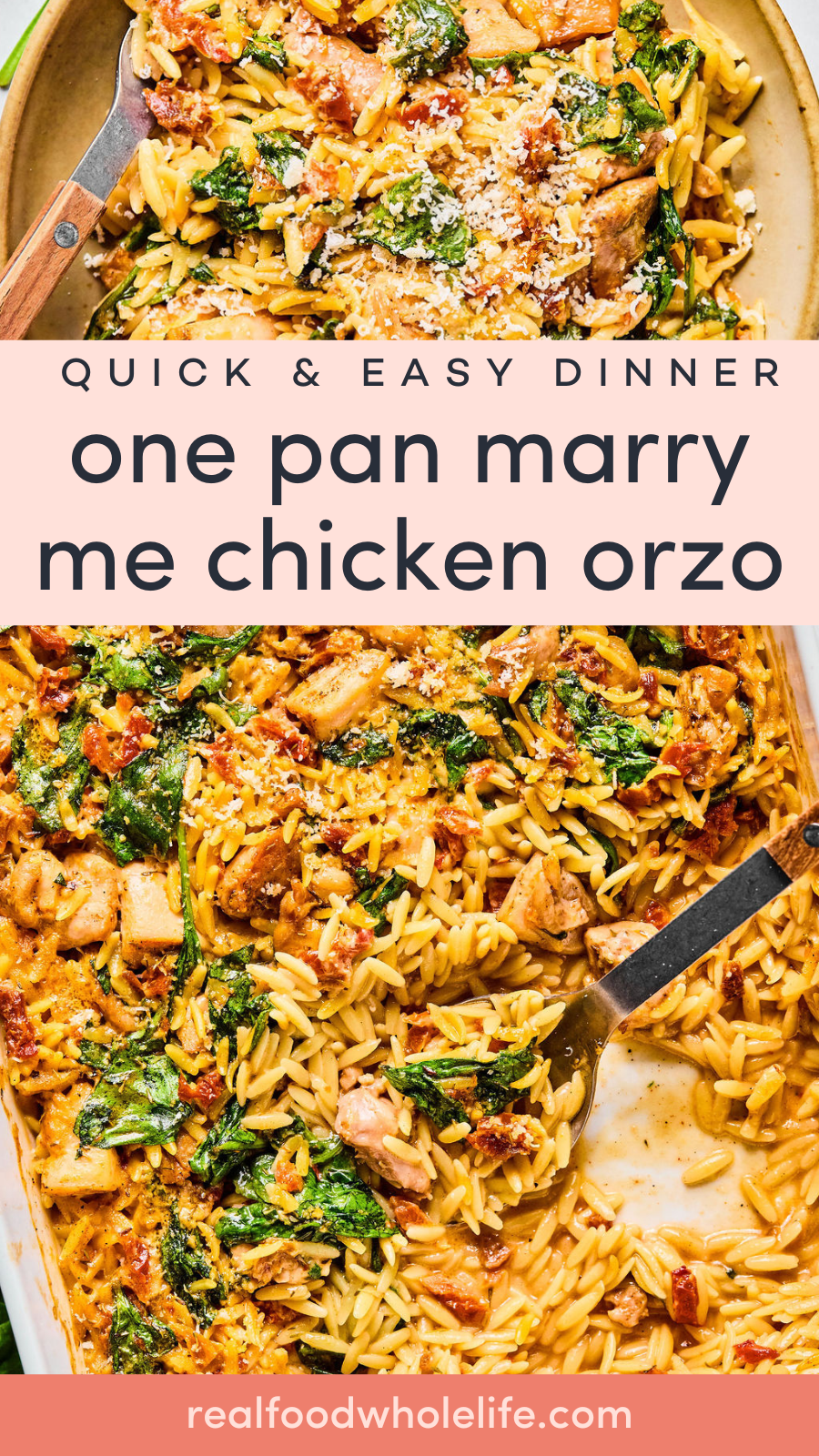 Marry Me Chicken Orzo Casserole (Dump-and-Bake!) - Real Food Whole Life